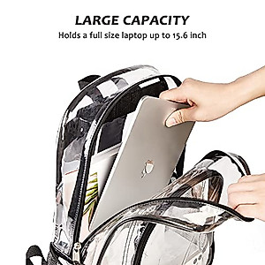 Clearworld Large Clear Backpack,Heavy Duty PVC Transparent Backpack,See Through Bookbag with Reinforced Strap for College Work Travel