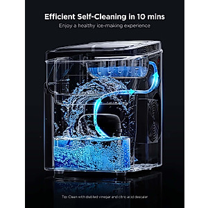GoveeLife Smart Ice Maker Countertop, Portable Ice Machine with Voice Control, 9 Ice Cubes in 6 Minutes 3 Sizes, 26lbs/24Hrs, Self Cleaning RGB Lights, Quiet Ice Maker with Scoop for Kitchen Silver