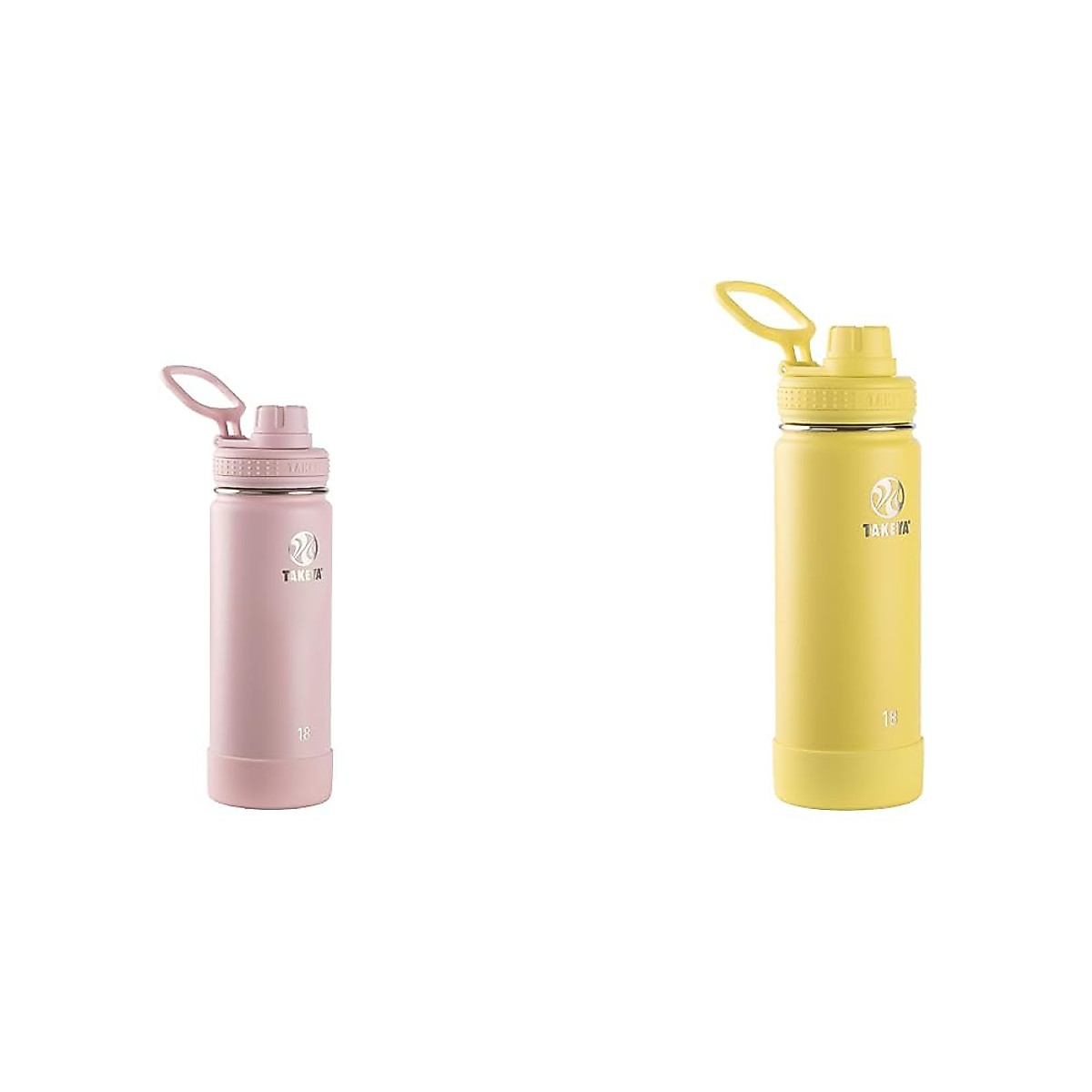 Takeya Actives Insulated Stainless Steel Water Bottle with Spout Lid Bundle (18 Ounce)