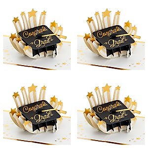 Hallmark Signature Paper Wonder Pop Up Graduation Cards, Grad Cap (4 3D Cards with Envelopes)