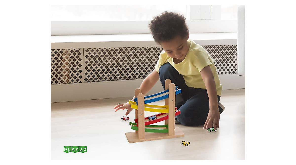 Play22 Wooden Car Ramps Race - Fun Toddler Toy Set