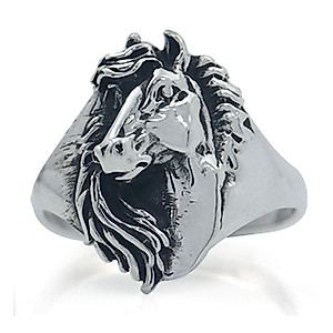 Silvershake 925 Sterling Silver Horse Ring Size 10