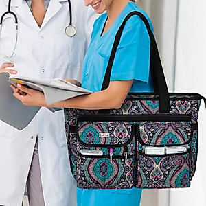 LoDrid Nurse Tote Bag with Bottom Padded Pad, Nurse Bags and Totes for Work, with Separated Storage Laptop Layer (up to 15.6 Inch), Nurse Bag with Large Compartment, Totem, Bag Only