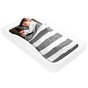 The Shrunks Toddler Travel Bed Portable Inflatable Air Mattress Blow Up Bed for Indoor/Outdoor Camping, Backyard, Hotel, or Home Use Kids Floor Bed with Security Bed Rails and Electric Pump