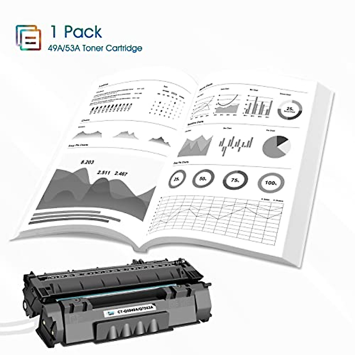Cool Toner Compatible Q5949A Toner Cartridge Replacement for HP 49A Q5949A 49X Q5949X 53A Q7553A for HP 1320 1320n P2015 P2015dn P2014 3390 1160 P2015d 1320tn M2727nf Toner Printer (Black, 1Pack)