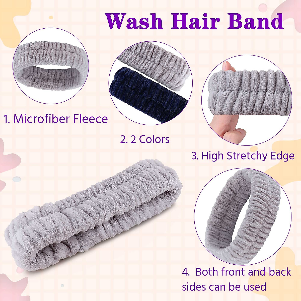 YGQQOY Spa Headband, Makeup Headband for Washing Face, Skincare Headbands for Girls Women, Soft Facial Makeup Head Band
