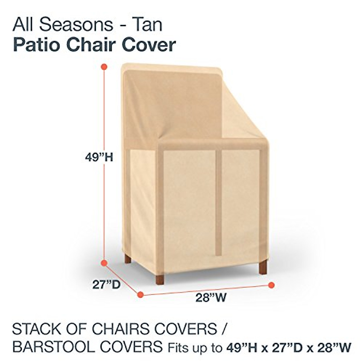 Budge All-Seasons Patio Stack of Chairs Cover / Barstool Cover (Tan)