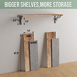 IARTOPS Long Floating Shelves, 47.3 Inch Large Wall Mounted Shelves Set of 2, Wide Storage and Display Shelf with Brackets for Living Room, Bedroom, Kitchen, Bathroom, Office and Books, Rustic Brown