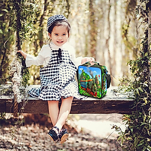 Kids Lunch Box Steam Train Insulated Lunch Bag Tote for Girls Boys, Cooler Freezable Meal Prep Bag with Shoulder Strap Waterproof Lunch Container for School Office Picnic