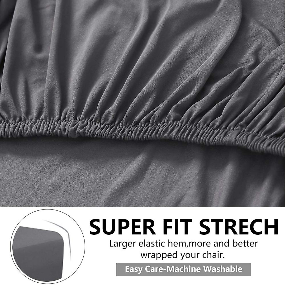 Stretch Dining Chair Slipcovers, XL/Oversized Removable Washable Soft Spandex Extra Large Dining Room Chair Covers for Kitchen Hotel Table Banquet Solid Color (2 Per Set, Gray)