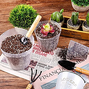 ELCOHO 30 Pack Plants Nursery Pot Soft Clear Plastic Planter 6.7/6/5/4/3 Inch Seed Starting Pots Flower Plant Pots with Drainage Hole Plant Container with 30 Labels for Seedlings Succulent Vegetable