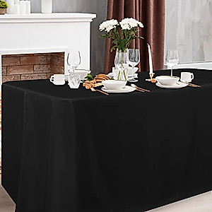 Obstal 2 Pack Black Tablecloth Fitted Table Clothes for 6 Foot Rectangle Tables - Water Resistant Washable Fabric Polyester Rectangle Table Cover for Outdoor/Indoor Uses（72L x 30W x 30H Inches, Black）