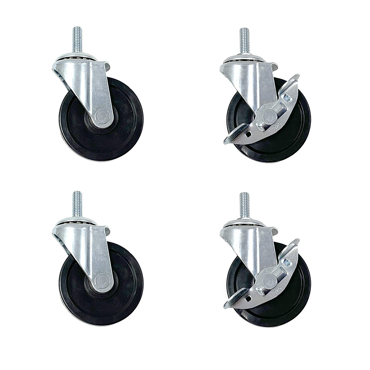 Design Ideas MeshWorks Locking Caster Wheels - Set of 4 Industrial Strength Wheels for Metal Shelving Units, Compatible with The MeshWorks 5-Tier Unit, Narrow Unit, Entryway Bench, and Utility Unit.