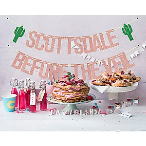 Scottsdale Before the Veil Banner, Bachelorette Party Decorations, Final Fiesta Bachelorette Cactus Decors, Bride to Be Engagement Bridal Shower Supplies Rose Gold Green Glitter