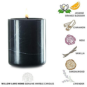 Willow Lane Home Soy Candles in 6 Scents in White or Black Marble Vanilla in Black/Grey Marble