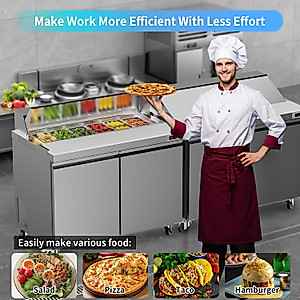 ECEVT 48" W Commercial Refrigerator Sandwich Salad Prep Table Refrigerator Stainless Steel with 12 Pans, Kitchen Equipment for Restaurant, Bar, Shop, Buffet, etc, ETL/NSF/DOE Approved