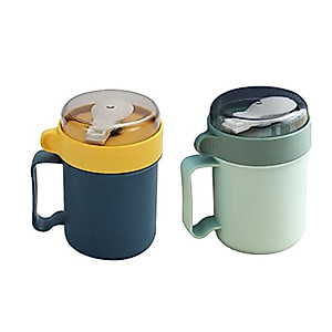Eioflia Kids Food Flask Food Flask Kids Soup Flask Bento Soup Box Food Flask for Children Portable Leakproof Hot Soup Bento Jar Box with Foldable Spoon Green