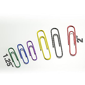 Officemate PVC Free Color Coated Paper Clips, 450 Per Tub Office Paper Clamp (97229)
