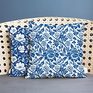 JarThenaAMCS 12Pcs Blue Chinoiserie Cotton Fabric Bundles 18 x 22 Inch White Blue China Fat Quarters Oriental Sewing Fabrics for DIY Craft Party Decor