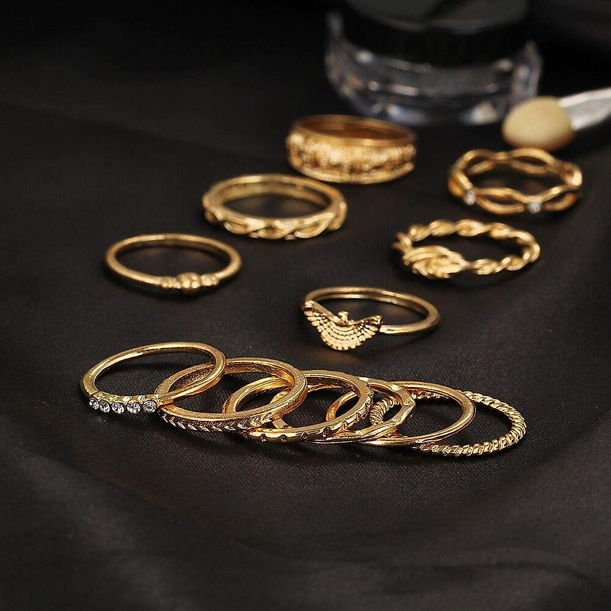 BERYUAN Rings Crystal Rings for Women Rings Gold Rings Womens Rings Cute Rings Stackable Rings Set（12Pcs(Rings Size 4.5,5,6,7,7.5)