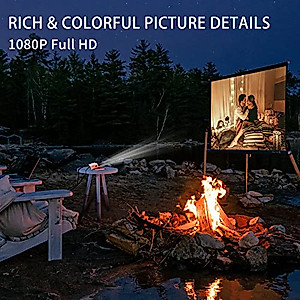 JIEFOCH Mini Projector Supported 1080P Full HD Movie Portable Outdoor Projector Video Projector for Laptop TV-Box, Compatible with HDMI USB Audio AV Interfaces and Remote Control(White)