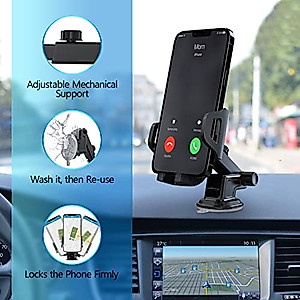 SIISTEM Phone Mount for Car, Universal Car Phone Holder Mount with Suction Cup, Release Button and Lock Mechanism, Cell Phone Holder for Car Dashboard Windshield