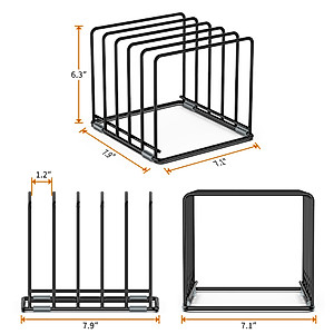 VAEKUCEAN Cutting Board Organizer, [2-Pack] Kitchen Cabinet Organizer, Divided Rack with 5 Slots for Baking Trays, Cutting Boards - Cookie sheet Organizer Inside Cabinet, Baking Sheets Holder (Large)