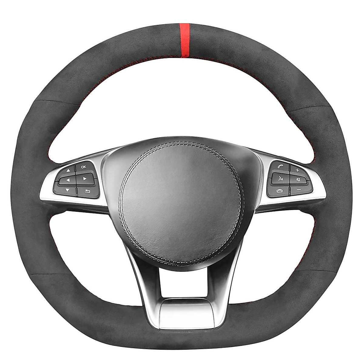 MEWANT Car Steering Wheel Cover for Benz A 45 AMG/CLA 45 AMG/C 63 AMG/E 63 AMG/GLA 45 AMG Made of New Athsuede Car Steering Wrap