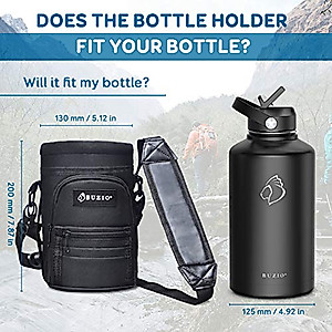 BUZIO Water Bottle Holder Carrying Pouch for 64 oz Bottles - Carry, Protect and Insulate Your Flask with This Military Grade Carrier an Adjustable Padded Shoulder Strap