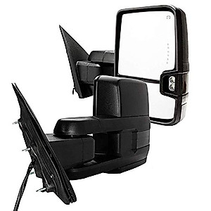 MOTOOS Towing Mirrors Replacement for 2015 2016 2017 2018 Chevy Silverado GMC Sierra 1500 2500 HD 3500 HD Power Heated Manual Telescoping with Smoked LED Turn Signals Rear View Side Tow Mirrors Pair