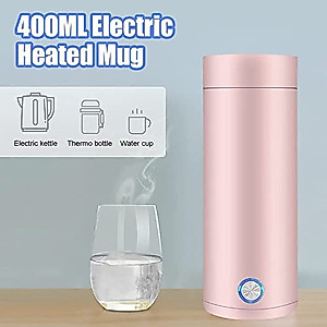 Travel Electric Kettle, 400ml Portable Electric Kettle for Boiling Water, Water Boiler with Keep Warm Function, Small Portable Kettle Travel Tea Kettle with Fast Boil and Automatic Shut of (Pink)