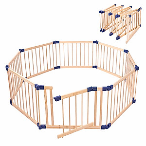 Baby Playpen Foldable Playpen for Babies and Toddlers Solid Wood Baby Gate Playpen Wooden Baby Play Pens Baby Fence Play Area