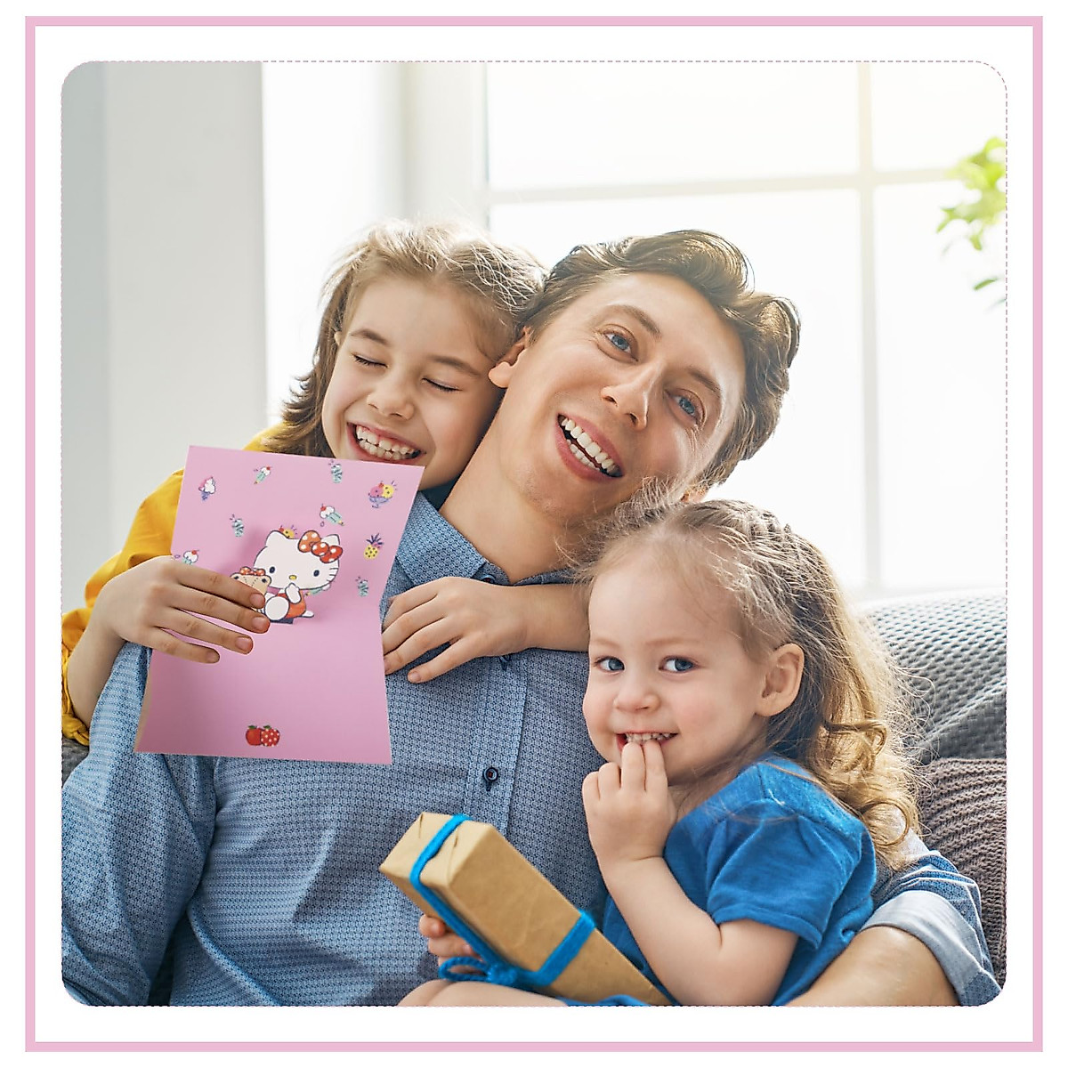 GLALY Cute Birthday Card - Funny Cat Birthday Card Pink 3D Cartoon Cat Greeting Cards for Kids Girls Birthday Gifts