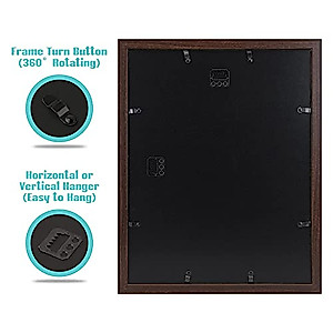 Frametory, 11x14 Picture Frame with Mat for 8x10 Photo - High Definition Glass Wide Molding - Preinstalled Wall Mounting Hardware (Brown, 1 Pack)