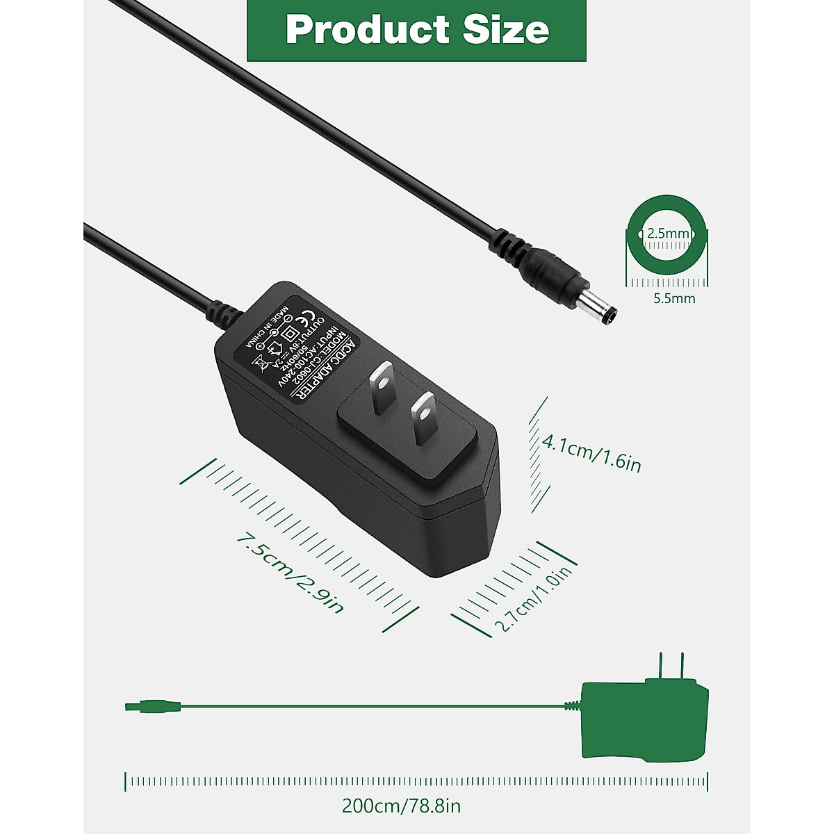 JOVNO 6V 2A DC Power Supply AC/DC Adapter Charger Cord for ProForm Elliptical Smart Strider 480 490 500 600 LE, 390 395 475 510 E, 510 EX, 400 700 Cardio Cross Trainer Exercise Bike, 6.6ft