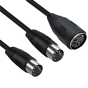 Seadream 1.64Feet MIDI DIN 5-Pin Splitter Y Adapter Cable, MIDI 5 Pin Female to Dual DIN 5 Male Extension Audio Cable