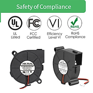 50mm x 15mm 5015 12V DC Brushless Cooling Blower Fan, Dual Ball Bearing, 2 Pin Terninal