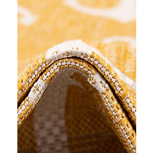 Unique Loom Outdoor Coastal Collection Area Rug - Ahoy (10' x 14' 1" Rectangle, Yellow)