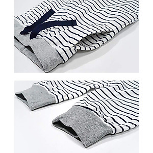 SUYEORLI Toddler Baby Boys Girls Joggers Pants Cotton Soild Color Stripes Sweatpants with Drawstring 1-6T (Green+Light Grey, 4-5T)