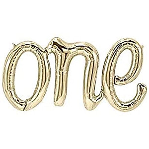 GUGELIVES Hanging Foils Script Balloon “ONE” Word - 30” Classic Gold Air Balloons - Set of 1 Balloon - Perfect for Baby Shower, Happy Birthday or Any Party Decorations