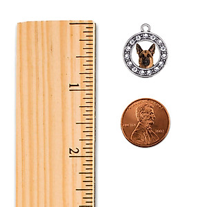 Inspired Silver - German Shepherd Face - Silver Dangle Earrings for Women - Circle Charm Earrings French Hook Drop with Cubic Zirconia - Women's Dangly Earrings Jewelry Gift