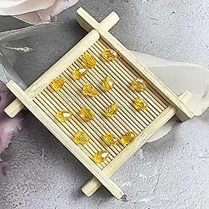 LIMAOLLY Crystal Glass Beads Teardrop Vertical Hole Faceted Shape Crystal AB Spacer Beads for Jewelry Making DIY Bracelet Necklaces Pendant Handmade Decorations (Orange AB, 6x8mm)