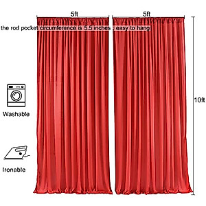AK TRADING CO. 10 feet x 10 feet Polyester Backdrop Drapes Curtains Panels with Rod Pockets - Wedding Ceremony Party Home Window Decorations - RED (DRAPE-5x10-RED)