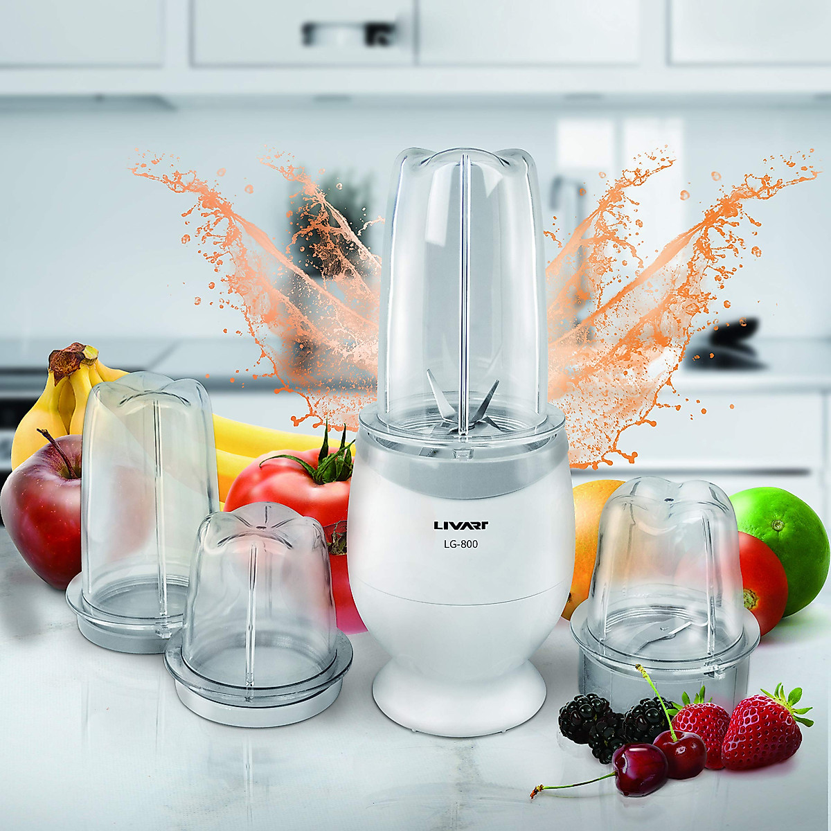 Livart Mini Mixer High-Speed Blender with Two 400ml and two 300ml mixing containers / Shake Maker Mixer System, White, MADE IN KOREA
