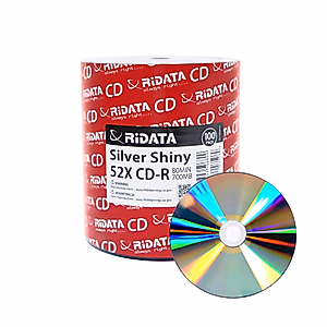 100 Pack Ridata CD-R 52X 700MB 80Min Silver Shiny Blank Media Recordable Disc