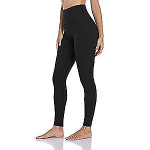 HeyNuts Essential High Waisted Yoga Leggings for Tall Women, Buttery Soft Full Length Workout Pants 28'' Black S(4/6)