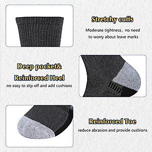COOVAN Mens Crew Socks 6 Pairs Athletic Running Cushion Thick Warm Work Socks for Men