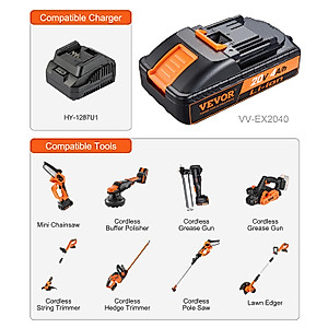 VEVOR 20V 4.0Ah Lithium-Ion Battery - High-Capacity Replacement Battery Pack for Power Tools Batteries, Compatible with 20V Cordless Power Tools