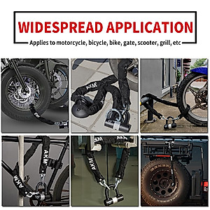 AKM Motorcycle Lock Chain Lock Anti-Theft 8.2ft/250cm Super Long Durable 12mm Thick Bike Chain Lock with 4 Keys Security 16mm U Lock,for Motorcycles,Containers,Trailers,ATV