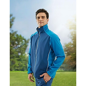 fit space Waterproof Golf Rain Suits for Men Performance Rain Jackets and Pants for All Sports (Navy-Blue Full-Zip, Medium)